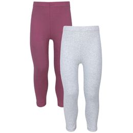 Leggings TUPTAM "Leggings Baby M&auml;dchen Lange Leggings 2er Pack", M&auml;dchen, Gr. 98, N-Gr, lila (hellgrau, lila), Obermaterial: 95% Baumwolle CO. 5% Elasthan EL., Hosen Leggings