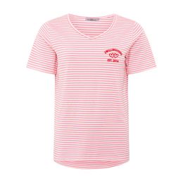 T-Shirt Zwillingsherz "Zwillingsherz", Damen, Gr. XXL, hellrosa, Obermaterial: 95% Viskose, 5% Elasthan, Shirts T-Shirt, V-Neck, gestreift, kleines Motiv gestickt