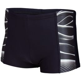 Badehose AQUARTI "Badehose Aquarti Herren Badehose Kurz Sportlich Streifen", Damen, Gr. L, N-Gr, schwarz (11307 schwarz, grau), Obermaterial: 80% Polyamid PA. 20% Elasthan EL., Badehosen Badehose