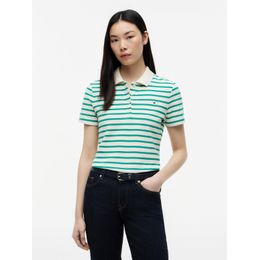 Poloshirt Tommy Hilfiger "1985 Slim Fit Pique Premium", Damen, Gr. L (42/44), breton stripe calico, courtside, Piqu&eacute;, Obermaterial: 96% Baumwolle, 4% Elasthan, gestreift, slim fit h&uuml;ftlang, Rundhals, abgesteppt, Shirts, mit Logostickerei, Seitenschlitze