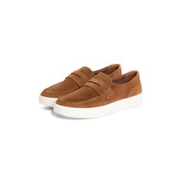 Loafer Tommy Hilfiger "MODERN LIGHT HYBRID SUEDE LOAFER", Damen, Gr. 43, braun, Veloursleder, Schuhe Loafer, Businessschuh, Slipper, Schl&uuml;pfschuh, mit modischem Zierriegel