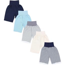 Pumphose TUPTAM "Pumphose Baby Sommershorts 5er Pack", M&auml;dchen, Gr. 74, N-Gr, braun (gerades bein blau t&uuml;rkis beige streifen grau blau), Obermaterial: 100% Baumwolle CO., Hosen