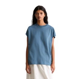 Marc O'Polo T-Shirt MARC O'POLO DENIM, Damen, Gr. L, medium blau, Jersey, Obermaterial: 100% Baumwolle, relaxed fit normal, Rundhals, Shirts T-Shirt, relaxed fit, basic