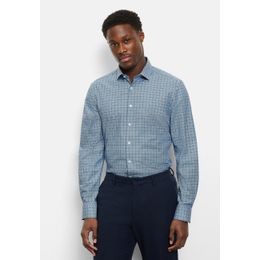 Businesshemd OLYMP "OLYMP Level Five 24/Seven, body fit, Modern Kent", Herren, Gr. 40, Normaler Arm, bleu, 64% Baumwolle, 27% Polyester, 9% Elasthan, Hemden