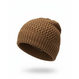 Strickm&uuml;tze styleBREAKER "Strick Beanie M&uuml;tze mit Loch Muster", Damen, braun (cognac), Obermaterial: 100% Viskose CV., Modisch, M&uuml;tzen Strickm&uuml;tze