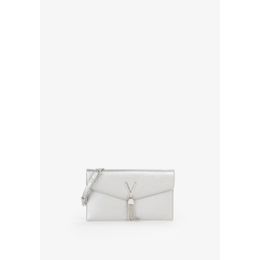 Valentino Handbags Umh&auml;ngetasche VALENTINO BAGS "LUXE", Damen, Gr. B/H/T: 27cm x 16cm x 0,5cm, argento, Lederimitat, Taschen Umh&auml;ngetasche, Damen Schultertasche, Clutch mit Zierkette als Umh&auml;ngeriemen