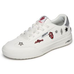 Sneaker Skechers "ARCH FIT ARCADE-", Damen, Gr. 37, wei&szlig;, Lederimitat, kontrastfarbene Details, Schuhe Sneaker, Trendsneaker, Halbschuh, Schn&uuml;rschuh mit Arch Fit und coolen Badges