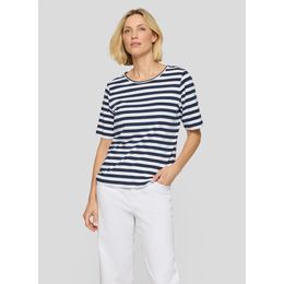 Rundhalsshirt Rabe, Damen, Gr. 36, pazifik, Jersey, Obermaterial: 92% Baumwolle, 8% Elasthan, geringelt, gestreift, normal h&uuml;ftbedeckend, Rundhals, Shirts Rundhalsshirt, im Streifen-Look, Halbarm
