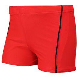 Badehose AQUARTI "Badehose Jungen Badehose Gestreift mit Motiven", Kinder, Gr. 116, N-Gr, rot (022 rot, schwarz), Obermaterial: 80% Polyester PES. 20% Elasthan EL., Badehosen Badehose