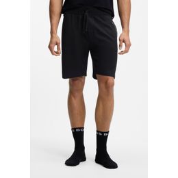 Sweatshorts BOSS "Authentic Shorts", Damen, Gr. L, N-Gr, schwarz 004, Jersey, Obermaterial: 100% Baumwolle, unifarben, gerade ca. Mitte Knie, Hosen Sweatshorts