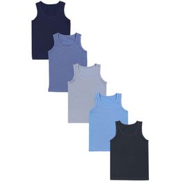 Unterhemd TUPTAM "Unterhemd Kinder Jungen Unterhemd &Auml;rmellos 5er Pack", M&auml;dchen, Gr. 140, N-Gr, schwarz (dunkelblau anthrazit indigo blau grau), Obermaterial: 95% Baumwolle CO. 5% Elasthan EL., Unterhemden Unterhemd