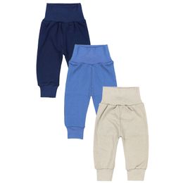 Pumphose TUPTAM "Pumphose Baby Jungen Lange Pumphose 3er Pack", Kinder, Gr. 56, N-Gr, blau (beige, jeansblau, dunkelblau), Obermaterial: 100% Baumwolle CO., Hosen