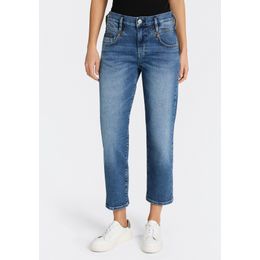 5-Pocket-Jeans Herrlicher "Breezy Cropped Denim", Damen, Gr. 26, N-Gr, blau vibe, Denim/Jeans, Obermaterial: 99% Baumwolle, 1% Elasthan, straight fit 7/8-L&auml;nge, Jeans 5-Pocket-Jeans, Straight Fit
