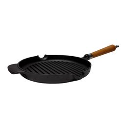 Grillpfanne RONNEBY BRUK "Maestro, Pfanne, &Oslash; 25 cm, mit Holzgriff", schwarz, mit buchenholzgriff, B:25cm H:7,5cm L:51cm, Pfannen