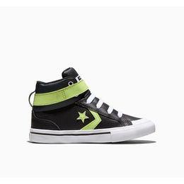 Sneaker Converse "PRO BLAZE STRAP LEATHER", M&auml;dchen, Gr. 34, schwarz, neon mantis, wei&szlig;, Leder, Synthetik, Schuhe Sneaker