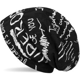 Beanie styleBREAKER "Beanie mit Schrift im Destroyed Vintage Design", Herren, schwarz, Obermaterial: 50% Viskose CV. 50% Polyester PES., Modisch, M&uuml;tzen Beanie