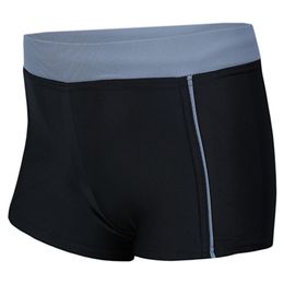 Badehose AQUARTI "Badehose Jungen Kinder Badehose Seitliche Paspel", Kinder, Gr. 134, N-Gr, grau (024 schwarz, grau), Obermaterial: 80% Polyamid PA. 20% Elasthan EL., Badehosen Badehose