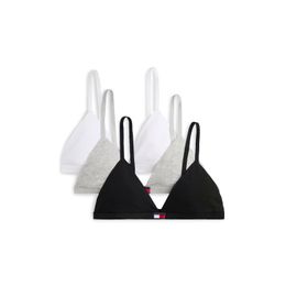 Triangel-BH "3 PACK TRIANGLE", Damen, Gr. L (40), N-Gr, grau heather, schwarz, wei&szlig;, Jersey, Obermaterial: 95% Baumwolle, 5% Elasthan, Tommy Hilfiger Underwear, k&ouml;rpernah, BHs Triangel-BH