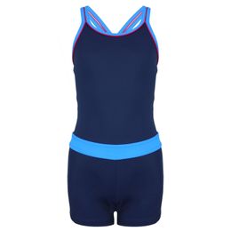Badeanzug AQUARTI "Body M&auml;dchen Badeanzug mit Bein Racerback", Kinder, Gr. 140, N-Gr, blau (dunkelblau, blau), Obermaterial: 80% Polyamid PA. 20% Elasthan EL., Badeanz&uuml;ge Badeanzug
