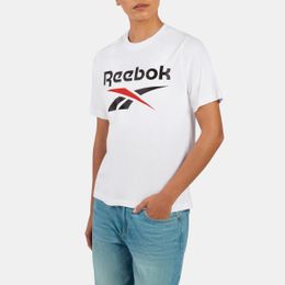 T-Shirt Reebok "WREN 2 COLOUR LOGO CREW SS TEE", Damen, Gr. L, wei&szlig;, Obermaterial: 100% Baumwolle, Shirts T-Shirt, f&uuml;r Erwachsene, sportlicher Stil