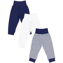 Pumphose TUPTAM "Pumphose Baby Jungen Lange Pumphose 3er Pack", Kinder, Gr. 56, N-Gr, blau (streifen_blau_wei&szlig;), Obermaterial: 100% Baumwolle CO., Hosen