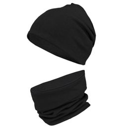 Beanie TUPTAM "M&uuml;tze Unisex Kinder Beanie M&uuml;tze Schlauchschal Set", Jungen, Gr. 50, schwarz, Obermaterial: 95% Baumwolle CO. 5% Elasthan EL., M&uuml;tzen Beanie
