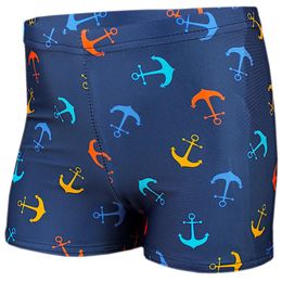 Badehose AQUARTI "Badehose Jungen Badehose Gestreift mit Motiven", Kinder, Gr. 128, N-Gr, orange (anker orange blau, dunkelblau), Obermaterial: 80% Polyester PES. 20% Elasthan EL., Badehosen Badehose