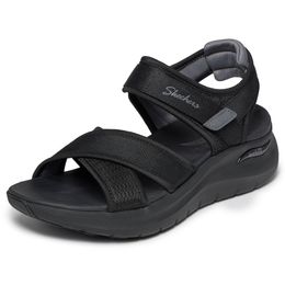 Sandale Skechers "ARCH FIT 2.0 SANDAL", Damen, Gr. 35, schwarz, grau, Textil, kontrastfarbene Details, Schuhe Sandale, Freizeitschuh, Trekkingschuh mit Arch Fit