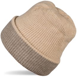 Strickm&uuml;tze styleBREAKER "Wende Feinstrick Beanie doppelt gestrickt", Damen, beige (beige, taupe), Obermaterial: 80% Viskose CV. 20% Polyacryl PAN., Modisch, M&uuml;tzen Strickm&uuml;tze