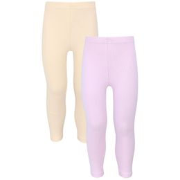 Leggings TUPTAM "Leggings Baby M&auml;dchen Lange Leggings 2er Pack", M&auml;dchen, Gr. 98, N-Gr, beige (creme beige, lavendel lila), Obermaterial: 95% Baumwolle CO. 5% Elasthan EL., Hosen Leggings