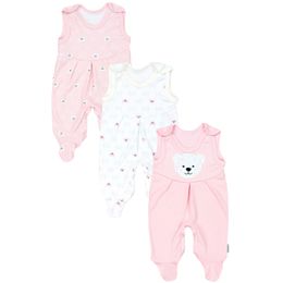 Strampler TUPTAM "Strampler Baby M&auml;dchen Strampler mit Fu&szlig; 3er Pack", Jungen, Gr. 50, N-Gr, orange (b&auml;rchen rosa wei&szlig; apricot), Obermaterial: 100% Baumwolle CO., Overalls