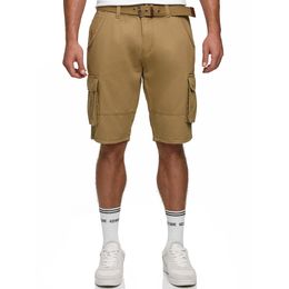 Cargoshorts INDICODE "INMonroe", Herren, Gr. XL, N-Gr, amber, Web, Obermaterial: 100% Baumwolle, unifarben, regular fit knielang, Hosen