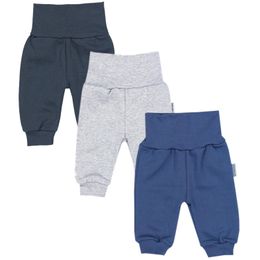 Jogginghose TUPTAM "Hose Baby Jungen Jogginghose mit Breitem Bund 3er Pack", Kinder, Gr. 92, N-Gr, blau (graphit, melange grau, jeans), Obermaterial: 95% Baumwolle CO. 5% Elasthan EL., Hosen Jogginghose