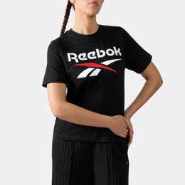 T-Shirt Reebok "WREN 2 COLOUR LOGO CREW SS TEE", Damen, Gr. L, schwarz, Obermaterial: 100% Baumwolle, Shirts T-Shirt, f&uuml;r Erwachsene, sportlicher Stil
