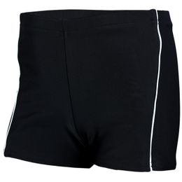 Badehose AQUARTI "Badehose Jungen Badehose Gestreift mit Motiven", Kinder, Gr. 140, N-Gr, wei&szlig; (022 schwarz, wei&szlig;), Obermaterial: 80% Polyester PES. 20% Elasthan EL., Badehosen Badehose