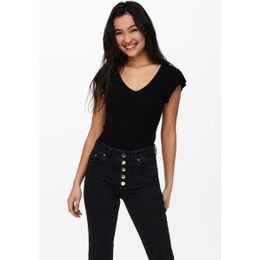 V-Shirt Only "ONLBELIA &ndash; V-Ausschnitt f&uuml;r femininen Sommerkomfort", Damen, Gr. S, schwarz, Single Jersey, Obermaterial: 95% Viskose, 5% Elasthan, unifarben, regular fit normal, V-Ausschnitt, Shirts, Viskosemischung, regular fit, Rundhals