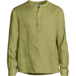 LANDS' END Grandad-Hemd aus reinem Leinen, Herren,  Gr&uuml;n, by Lands' End