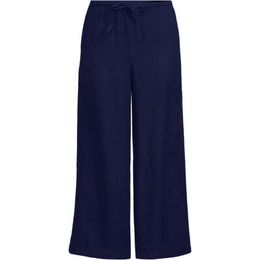 LANDS' END Weite 7/8-Schlupfhose aus reinem Leinen, Damen,  Blau, by Lands' End