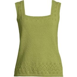 LANDS' END Feinstrick-Top mit Ajourdetails, Damen,  Gr&uuml;n, Baumwoll-Mischung/Polyester-Mischung, by Lands' End