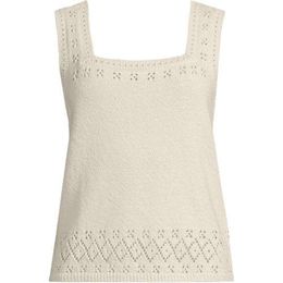 LANDS' END Feinstrick-Top mit Ajourdetails, Damen,  Wei&szlig;, Baumwoll-Mischung/Polyester-Mischung, by Lands' End