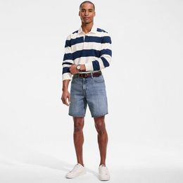 LANDS' END Soft Comfort Jeans-Shorts im Leinenmix, Herren,  Blau, by Lands' End