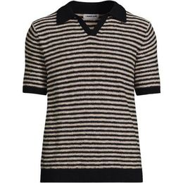 LANDS' END Leinenmix-Polopullover mit kurzen &Auml;rmeln, Herren,  Schwarz, by Lands' End