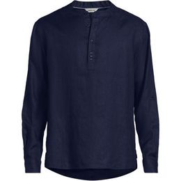 LANDS' END Grandad-Hemd aus reinem Leinen, Herren,  Blau, by Lands' End