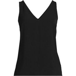 LANDS' END Creaseless Top mit V-Ausschnitt, Damen,  Schwarz, Polyester, by Lands' End