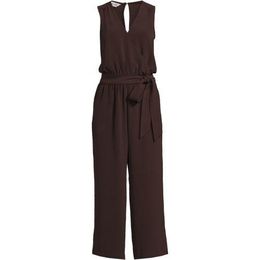 LANDS' END Creaseless 7/8-Jumpsuit, Damen,  Braun, Polyester, by Lands' End
