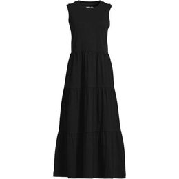 LANDS' END Flammgarn-Maxikleid aus reiner Baumwolle, Damen,  Schwarz, by Lands' End