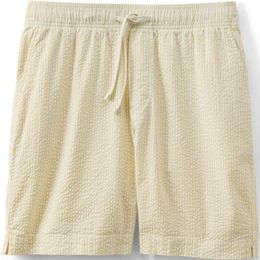 LANDS' END Classic Fit Seersucker-Shorts mit Dehnbund, Herren,  Gelb, Elasthan/Baumwoll-Mischung, by Lands' End