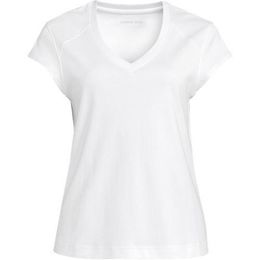 LANDS' END Supima-Shirt mit V-Ausschnitt und Kapp&auml;rmeln, Damen,  Wei&szlig;, by Lands' End