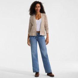 LANDS' END Ajour-Cardigan aus Leinenmix, Damen,  Wei&szlig;, by Lands' End