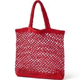 LANDS' END Offene Papierstroh-Tasche, Damen,  Rot, Paper, by Lands' End